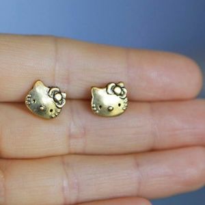 Handmade | Jewelry | Hello Kitty Stud Earrings Bronze Metal Handmade ...